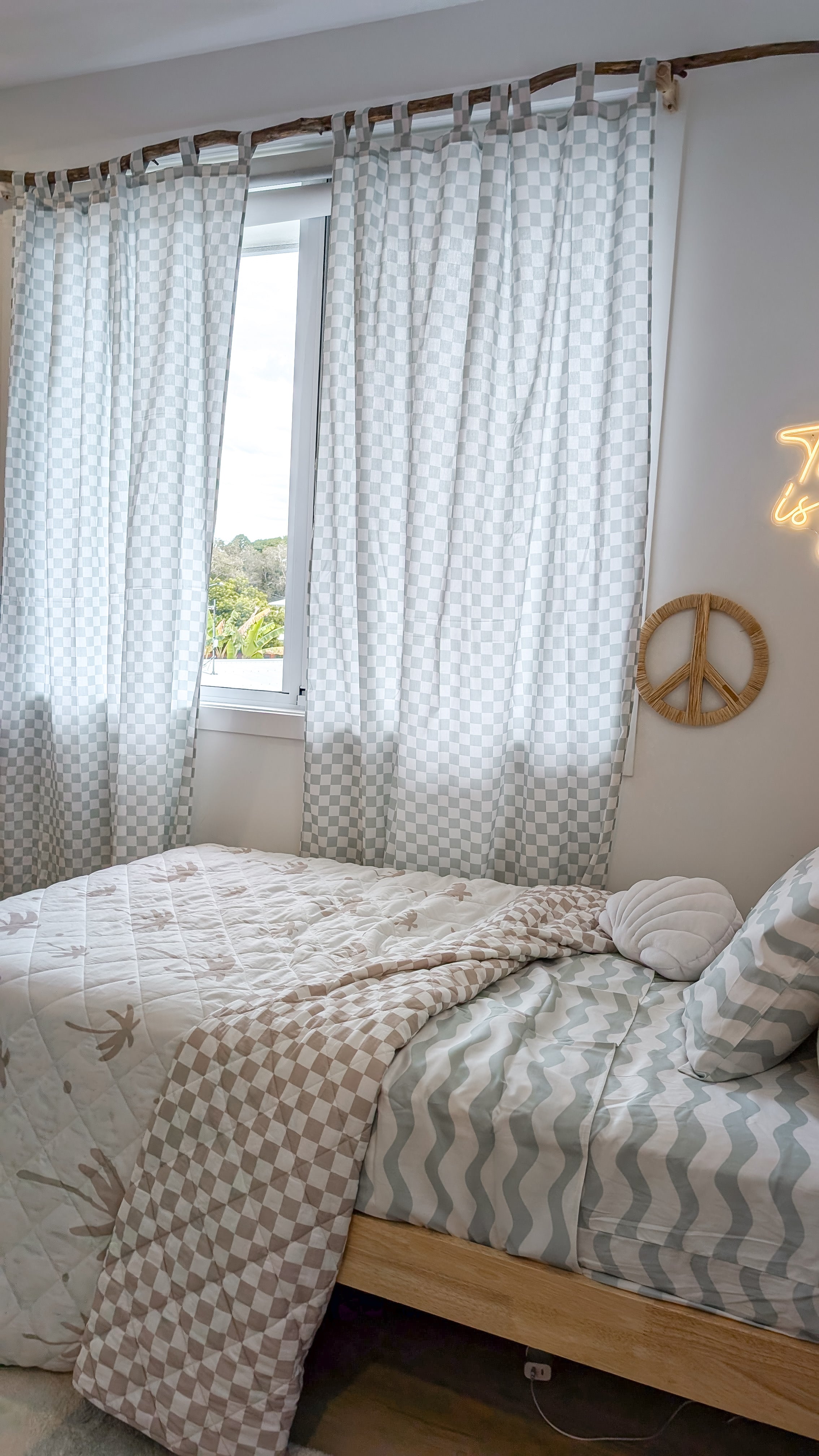 Organic Cotton Curtains - Ocean Check (Pair) – The Cuddle Collective